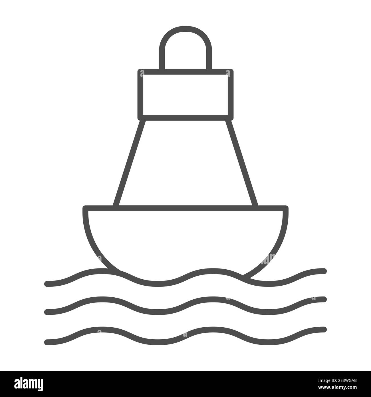 Buoy thin line icon, nautical concept, Sea buoy floating on waves sign ...