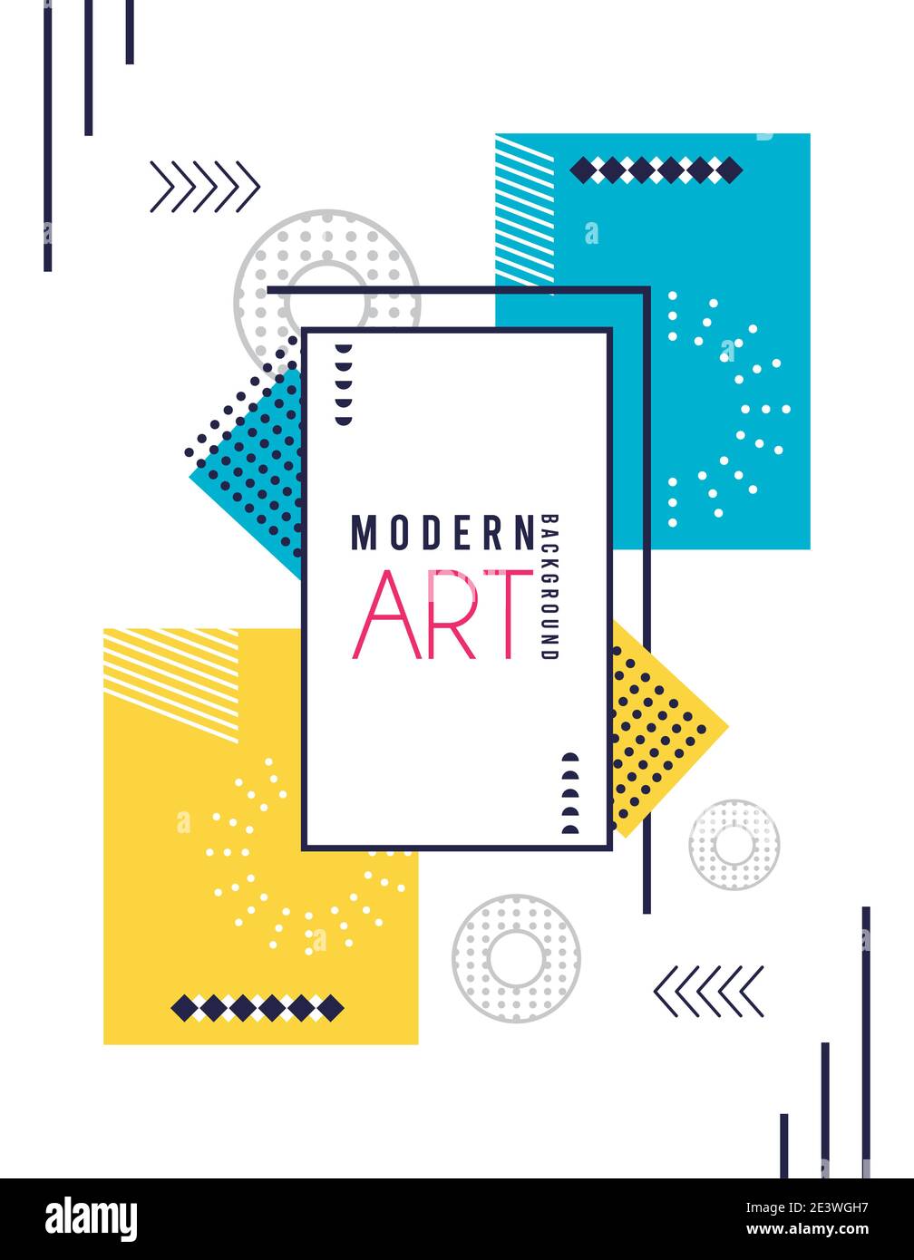 modern art lettering in white and colors memphis background vector ...