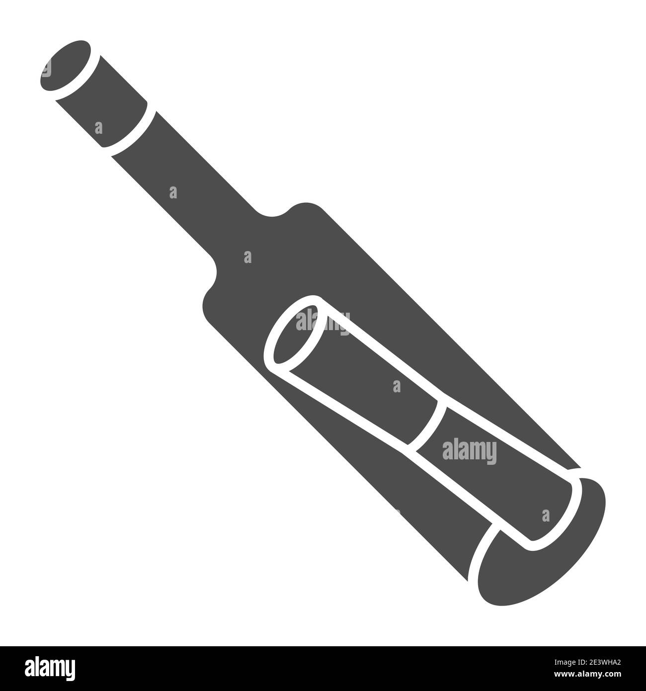 Note in bottle solid icon, marine concept, Message in bottle sign on ...