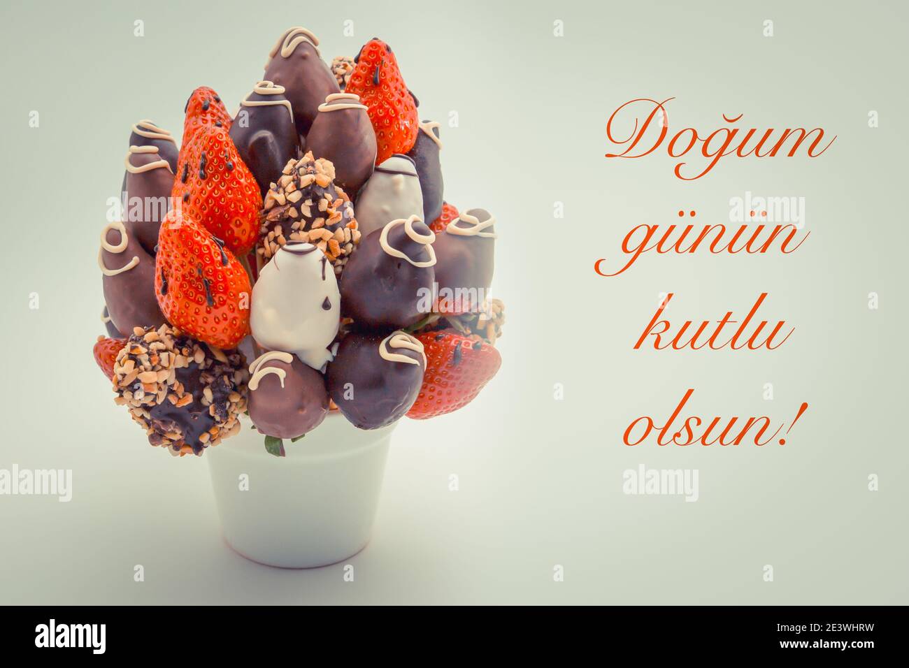 Happy birthday greeting card in Turkish Language with red lettering ...