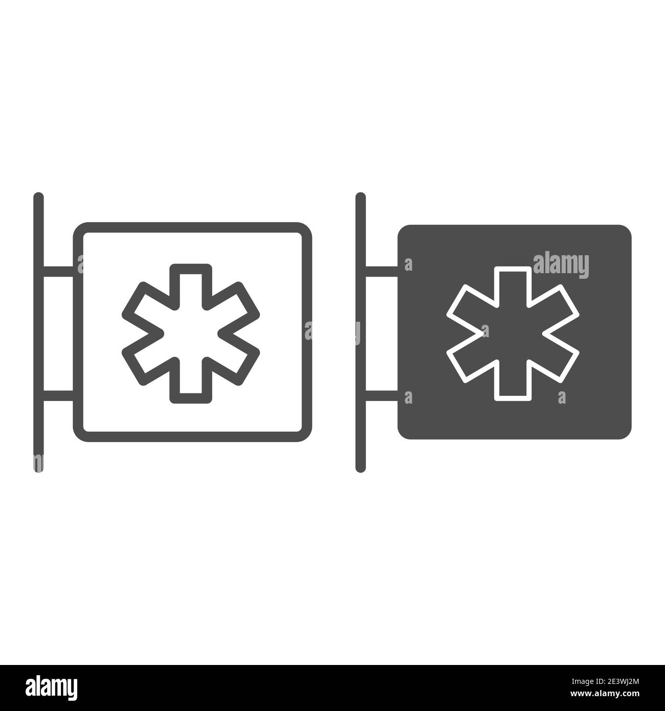 Pharmacy sign with star line and solid icon, Heath care concept ...