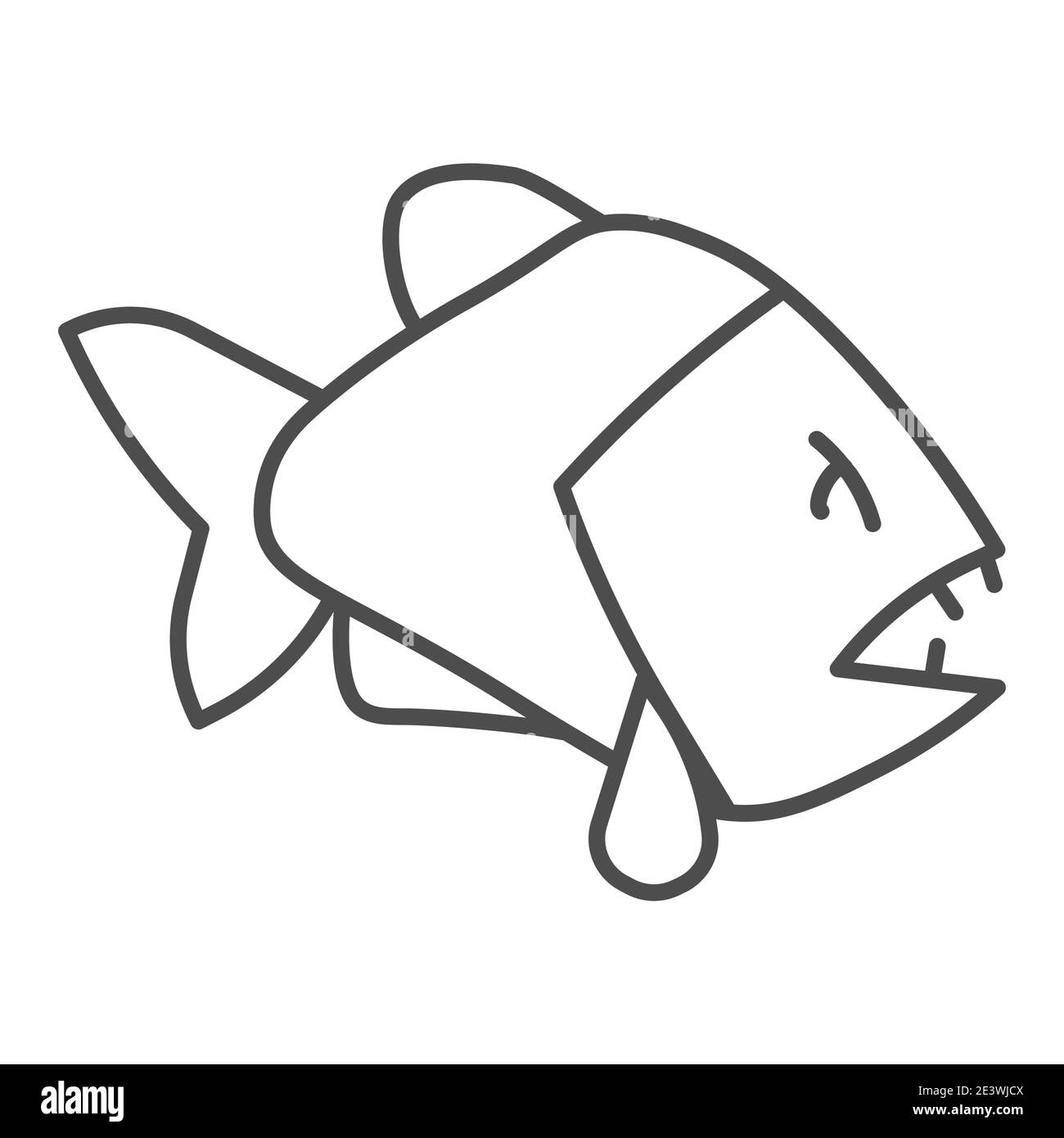 Piranha thin line icon, ocean concept, aggressive fish predator sign on ...