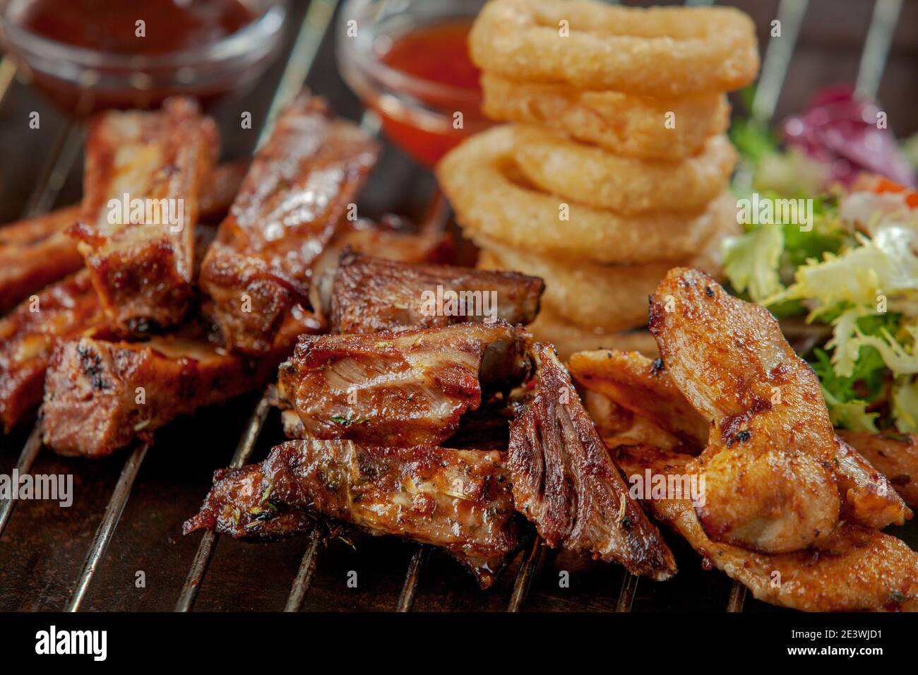 Bbq ribs onion rings hi-res stock photography and images - Alamy