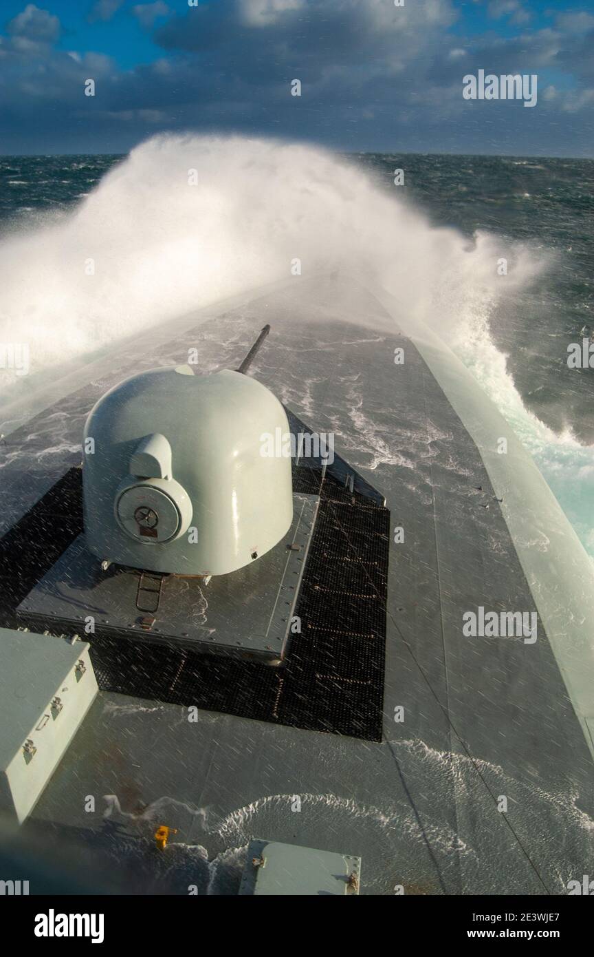 The Danish patrol frigate HDMS Thetis in heavy seas Stock Photo - Alamy