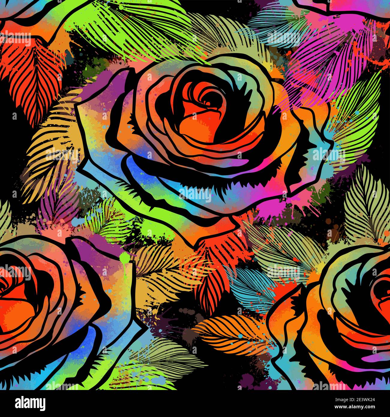 Multicolored roses seamless pattern. Vector illustration Stock Vector ...