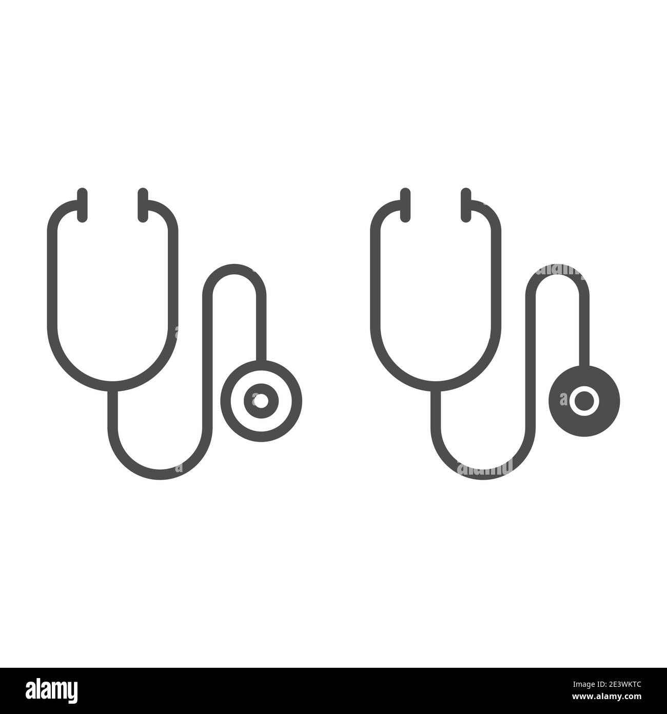 Stethoscope line and solid icon, healthcare concept, medical instrument ...