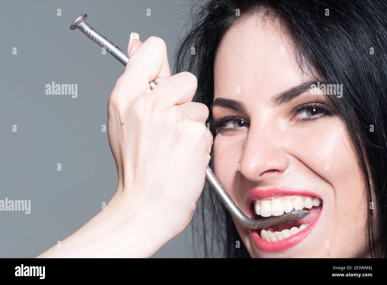 Ideal strong white teeth. Closeup of beautiful smile. Teethcare ...