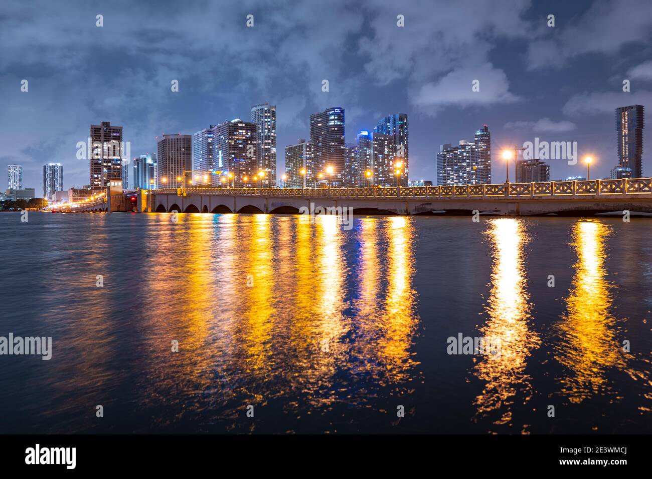 Miami city. USA downtown landscape. Florida state. Town at the night ...