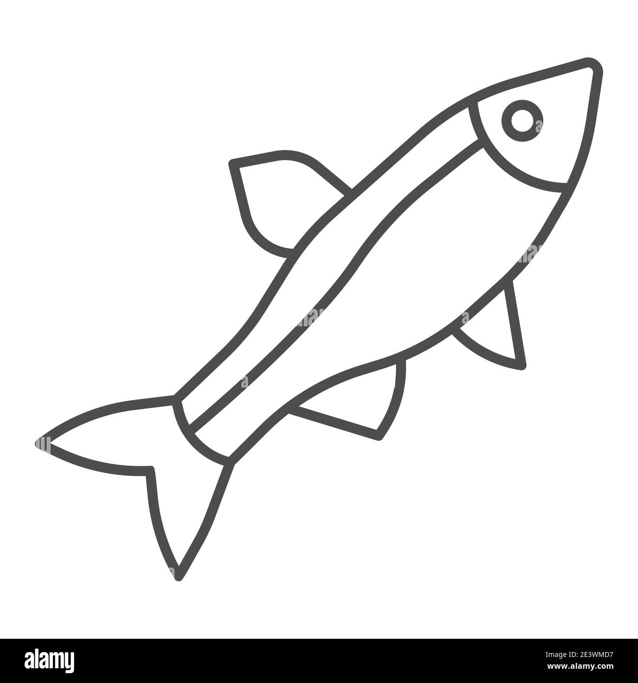 Fish thin line icon, ocean concept, little sea fish sign on white ...