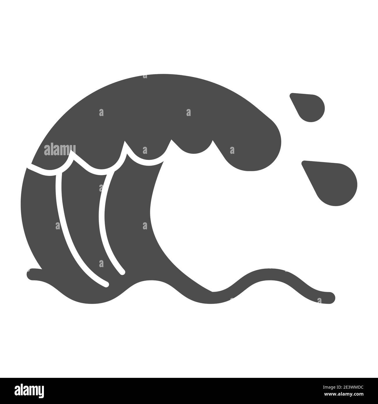 Wave solid icon, nautical concept, ocean storm sign on white background ...