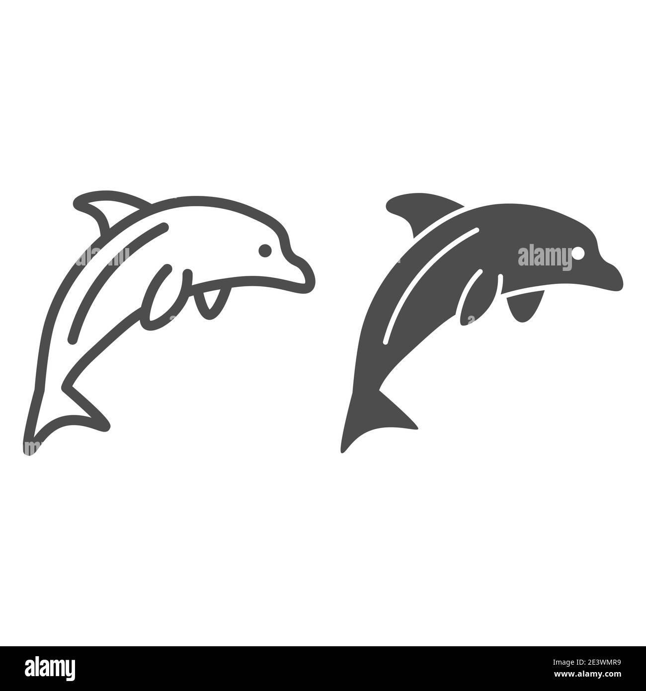 Dolphin line and solid icon, ocean concept, Dolphin sea animal sign on ...