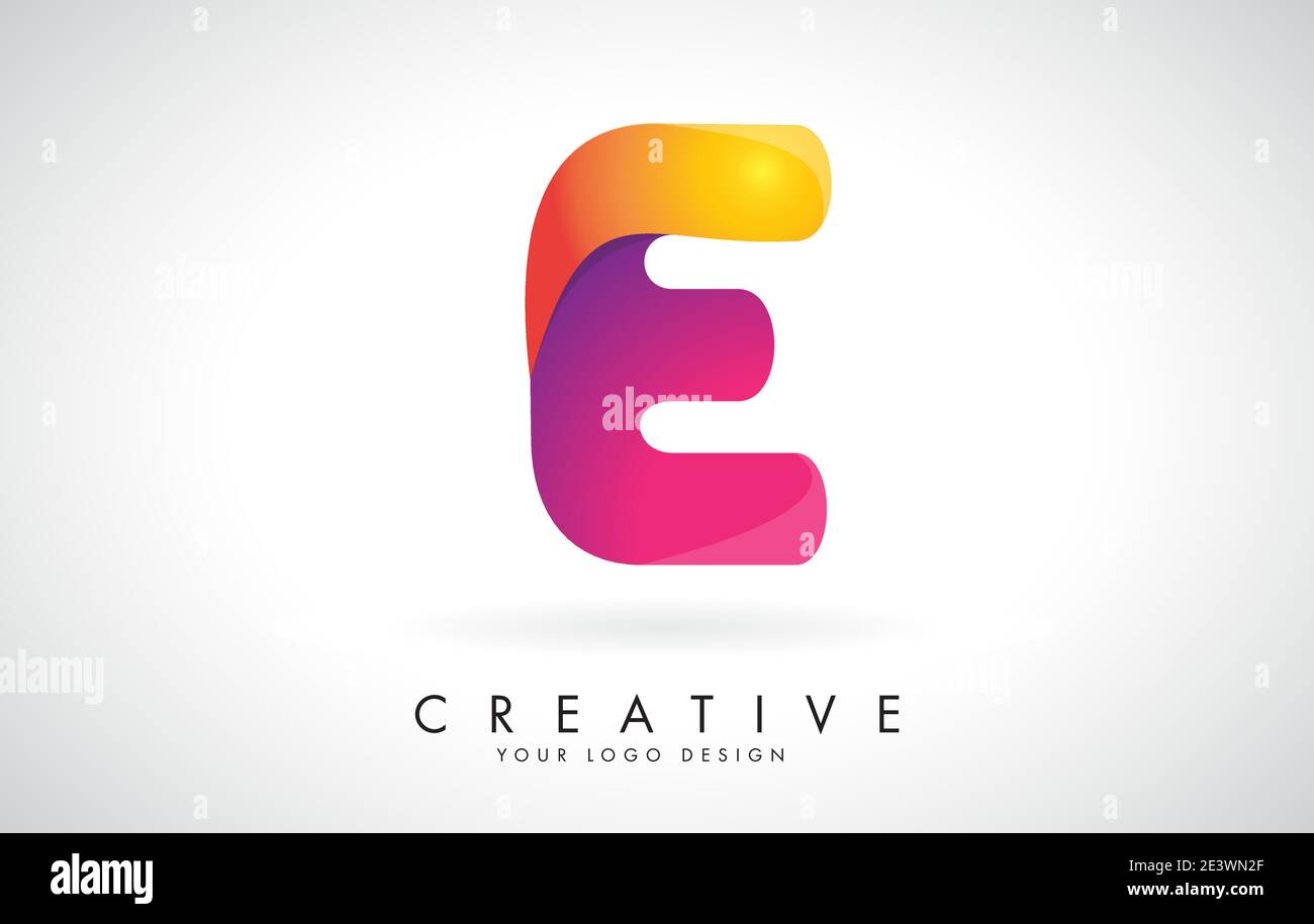 Letter E Creative Logo Design. Vector Font of twisted Ribbon for Title ...
