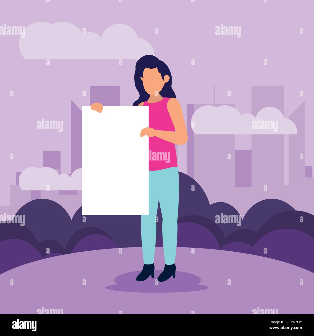 Protest woman with banner design, Manifestation activist and ...