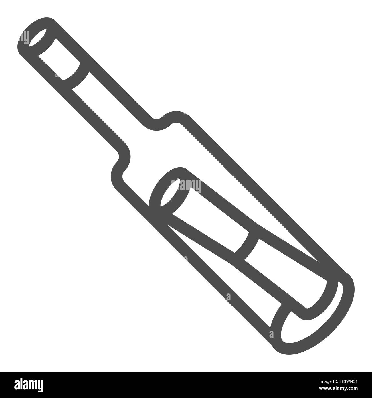 Note in bottle line icon, marine concept, Message in bottle sign on ...