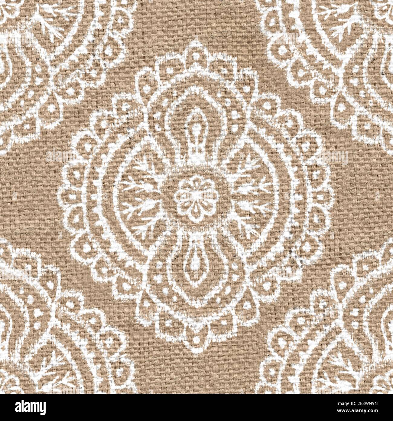 Seamless burlap with white paint pattern overlay Stock Photo - Alamy