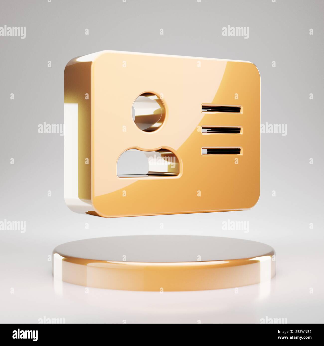 Address Card icon. Yellow Gold Address Card symbol on golden podium. 3D ...