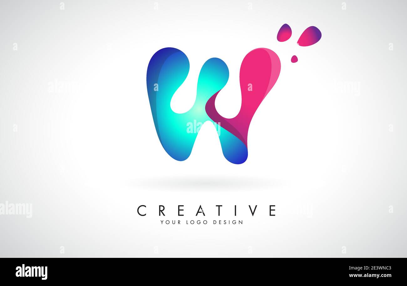 Blue and Pink creative letter W logo Design with Dots. Friendly ...