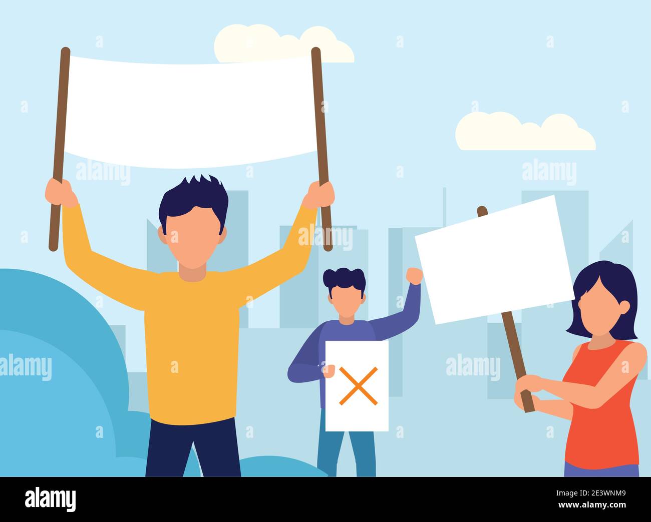 Protest people with banners design, Manifestation activist and ...