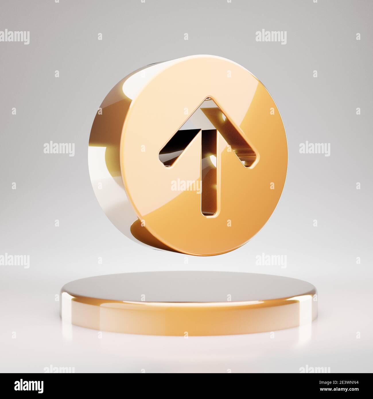 Arrow Circle Up icon. Yellow Gold Arrow Circle Up symbol on golden ...