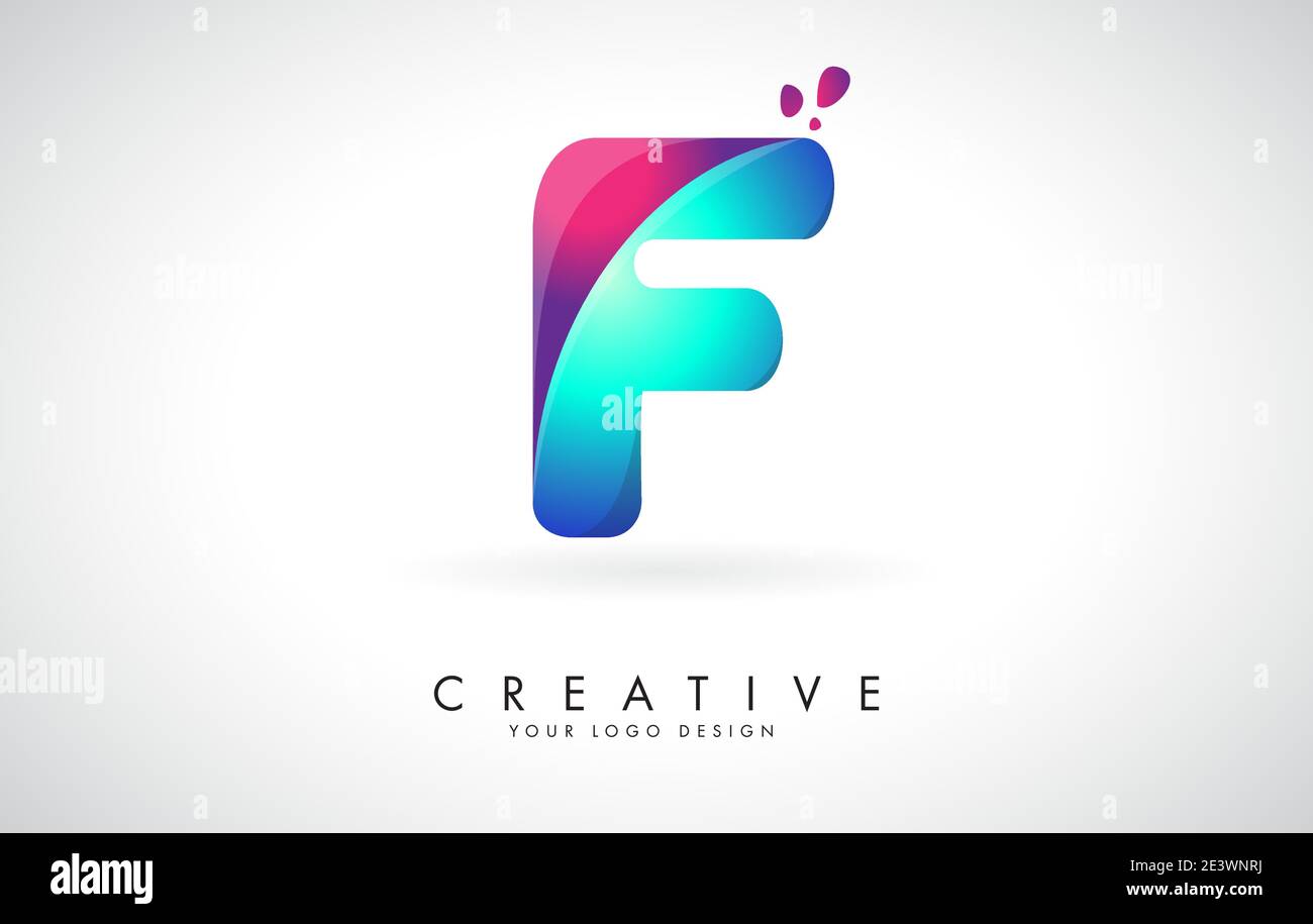 Blue and Pink creative letter F Logo Design with Dots. Friendly ...
