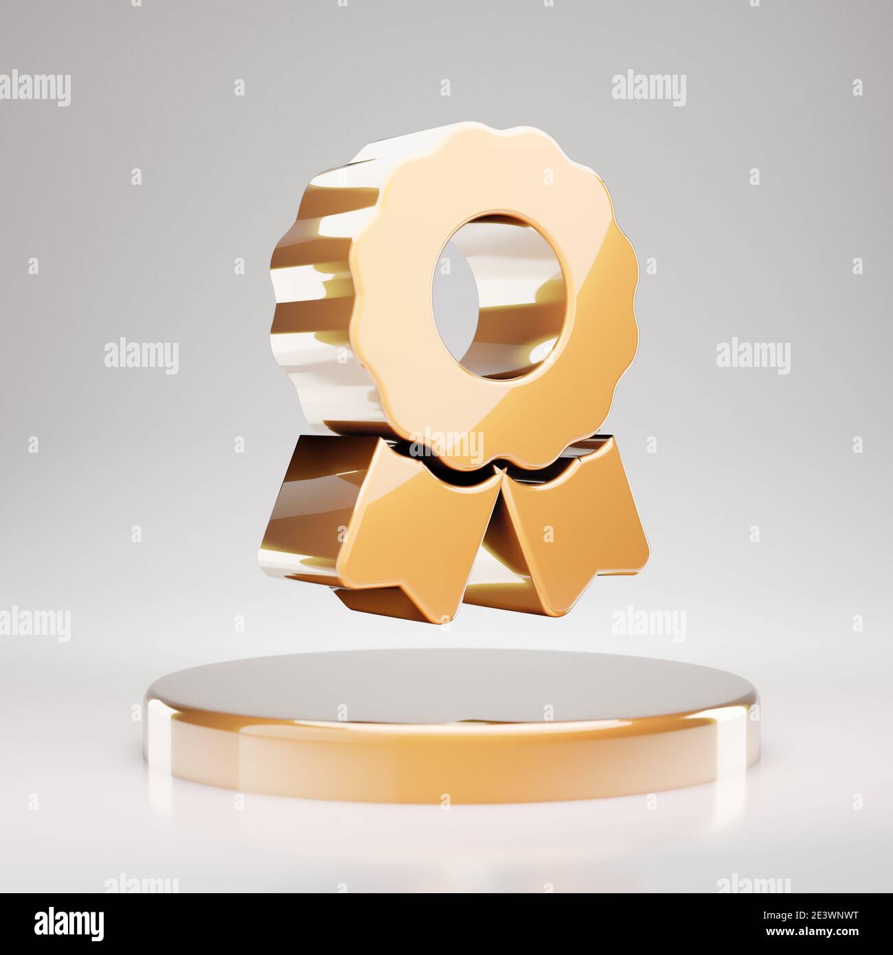 Award icon. Yellow Gold Award symbol on golden podium. 3D rendered ...