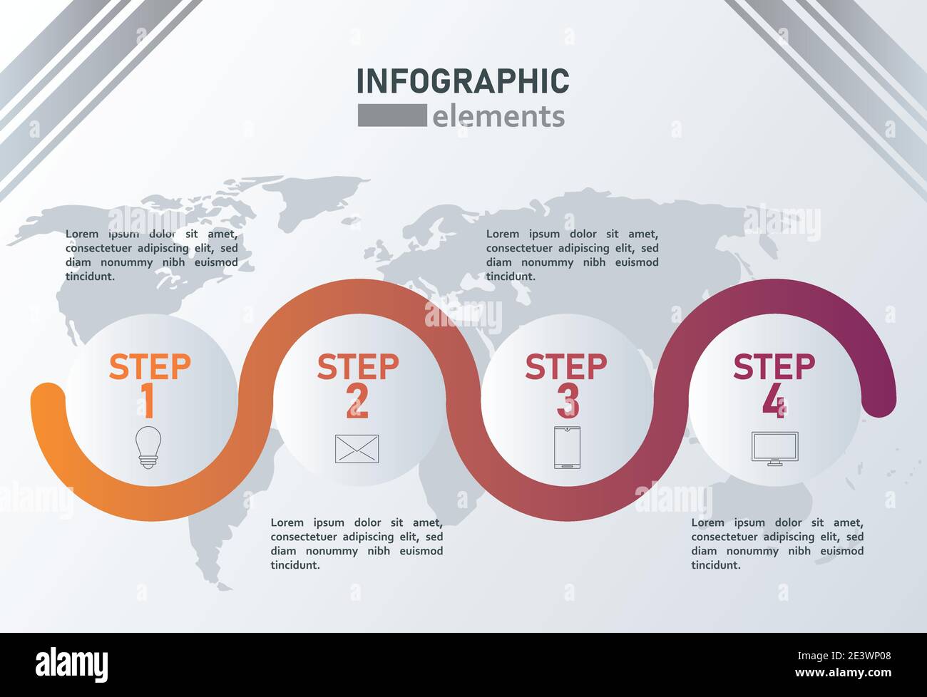 statistics infographics steps with earth maps in gray background vector ...