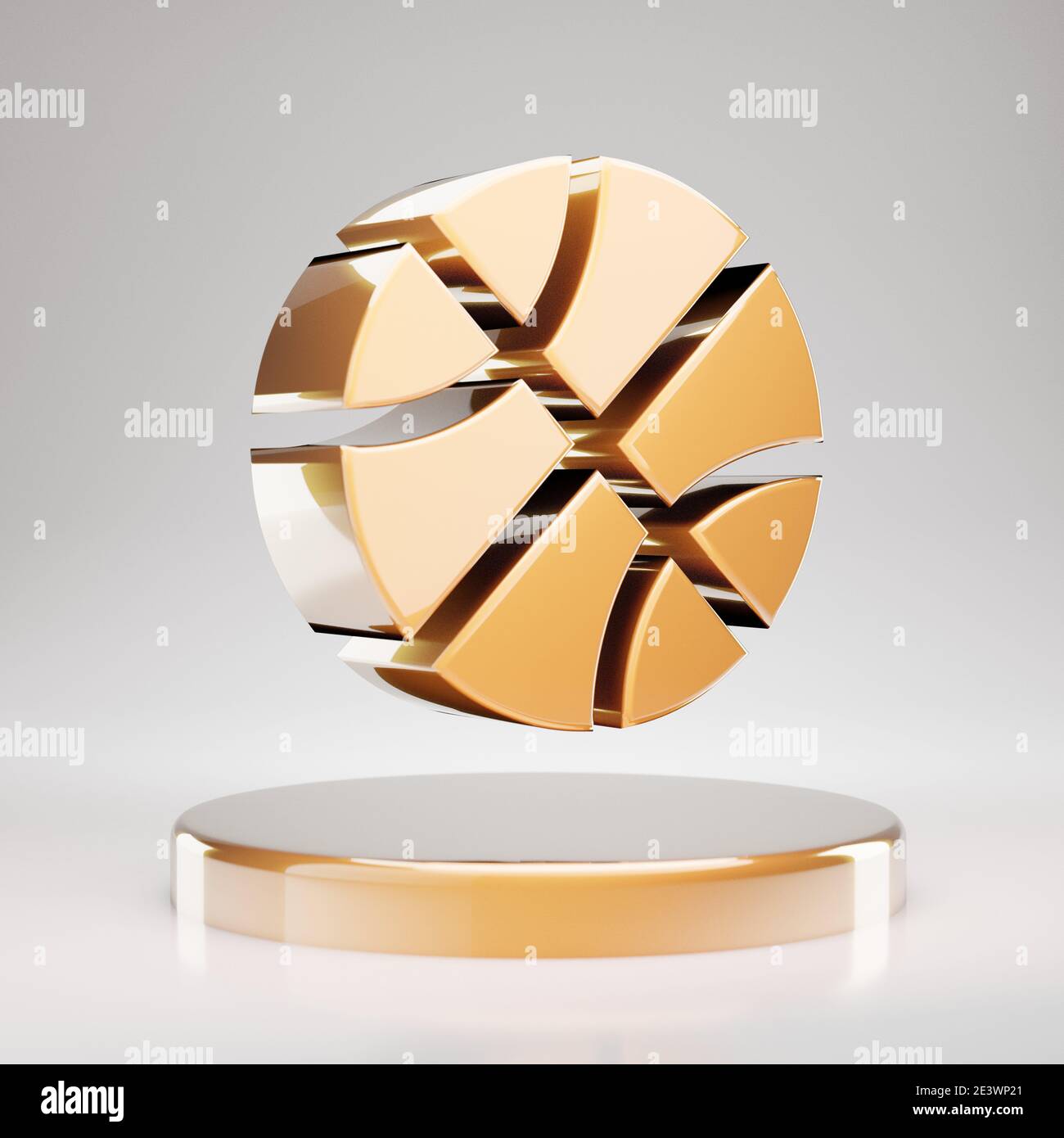 Basketball Ball icon. Yellow Gold Basketball Ball symbol on golden ...