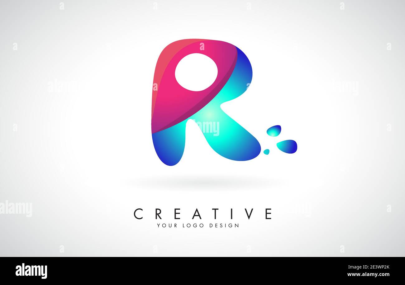 Blue and Pink creative letter R logo Design with Dots. Friendly ...