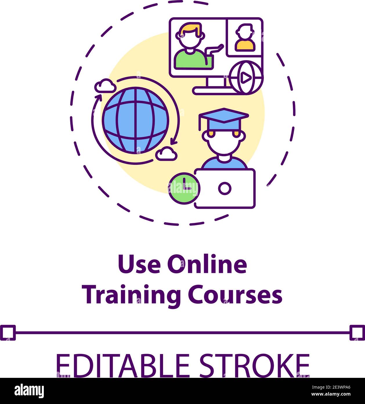Using online training courses concept icon Stock Vector Image & Art - Alamy