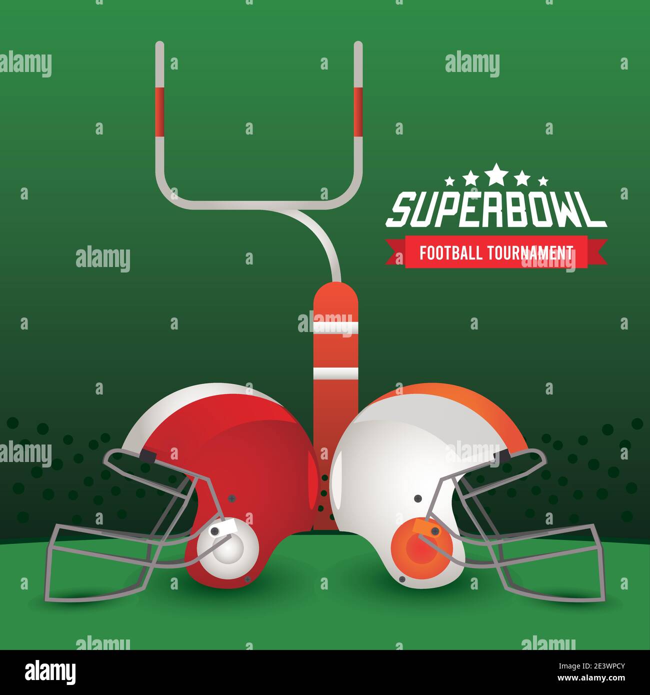 super bowl championship lettering in poster with helmets and arch ...