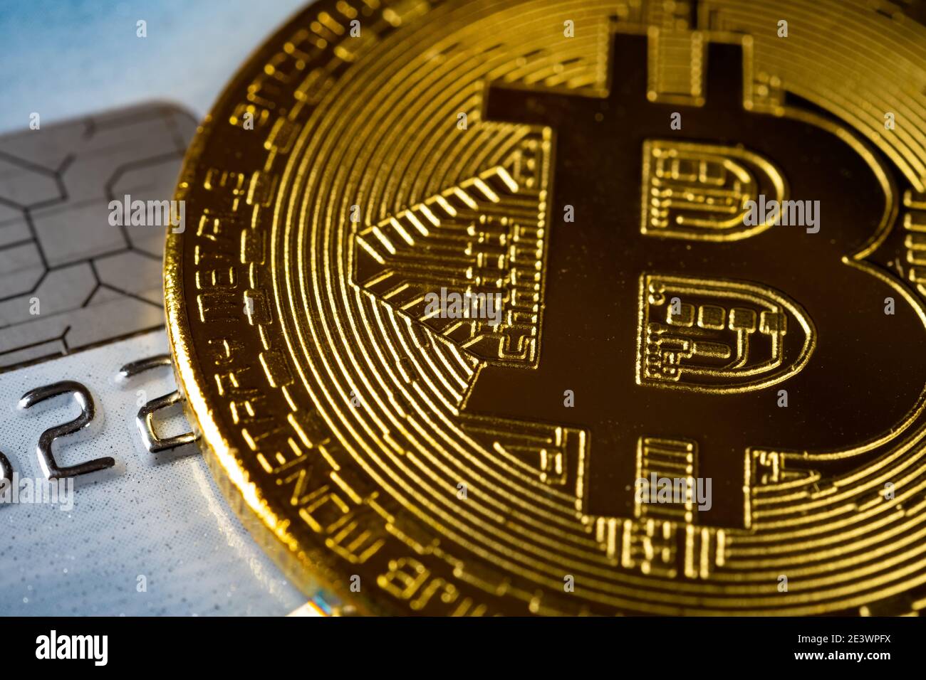 bitcoin on a card with chip Stock Photo - Alamy