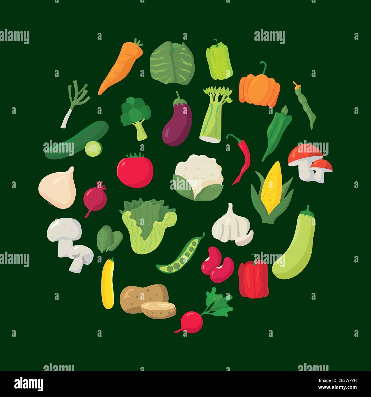 bundle of vegetables healthy food icons around vector illustration ...