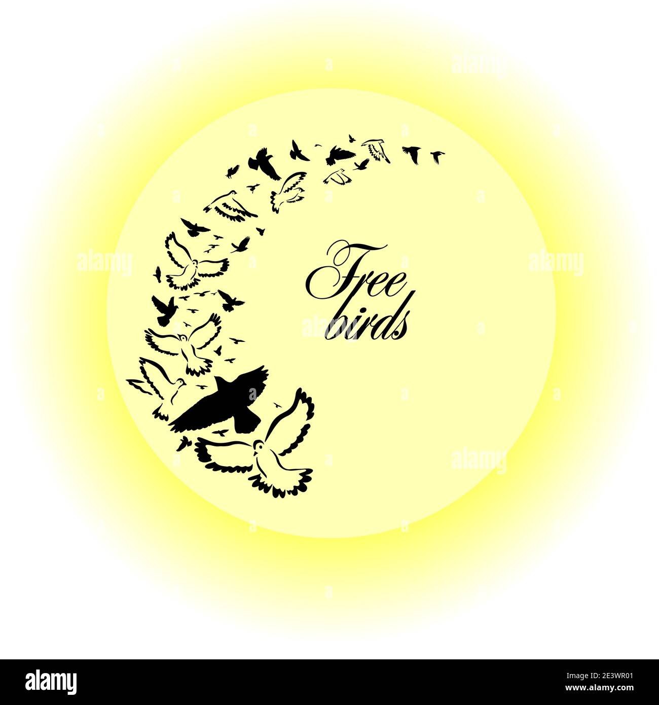 Birds flying in the sun. Vector illustration Stock Vector Image & Art ...