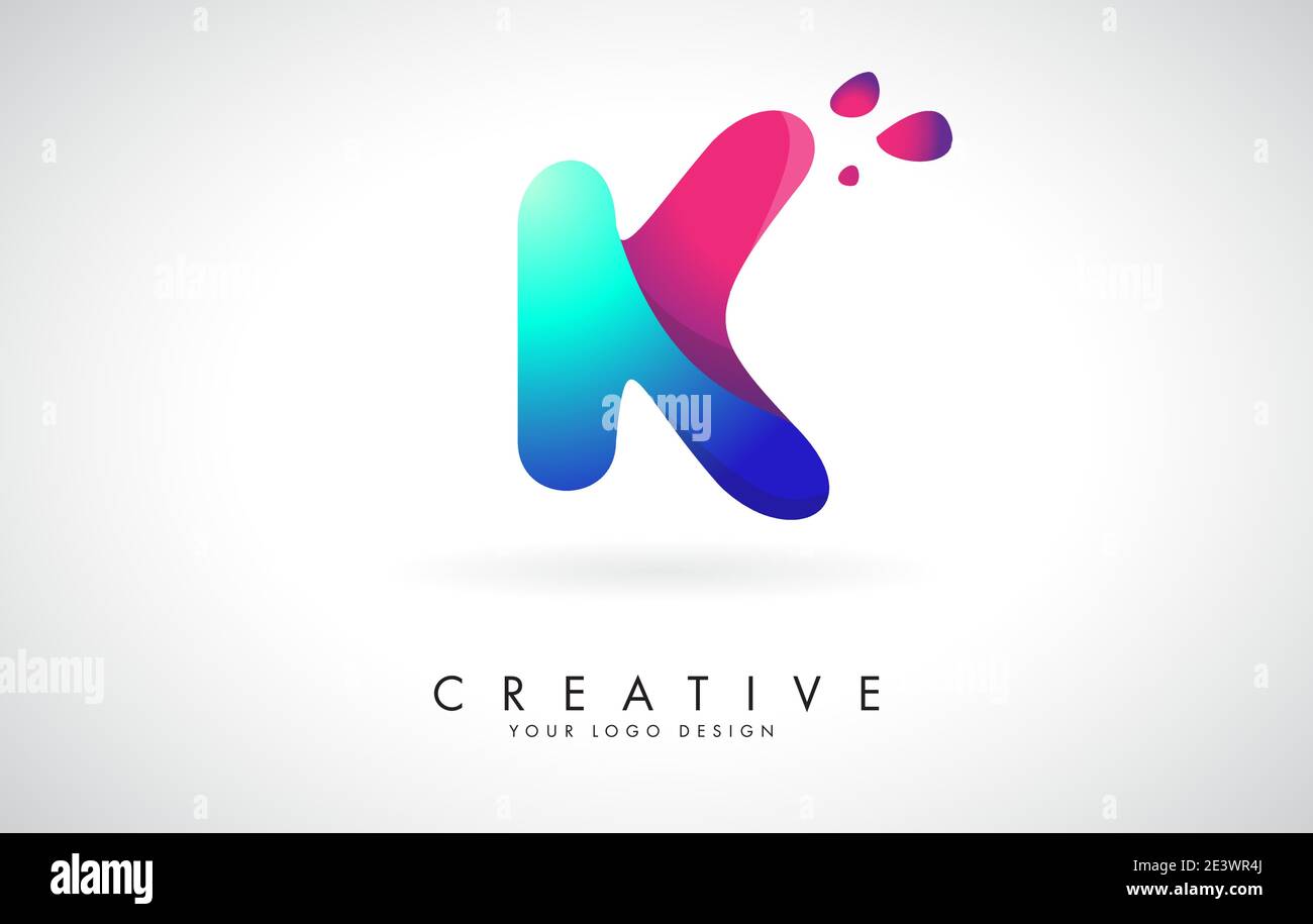 Blue and Pink creative letter K Logo Design with Dots. Friendly ...