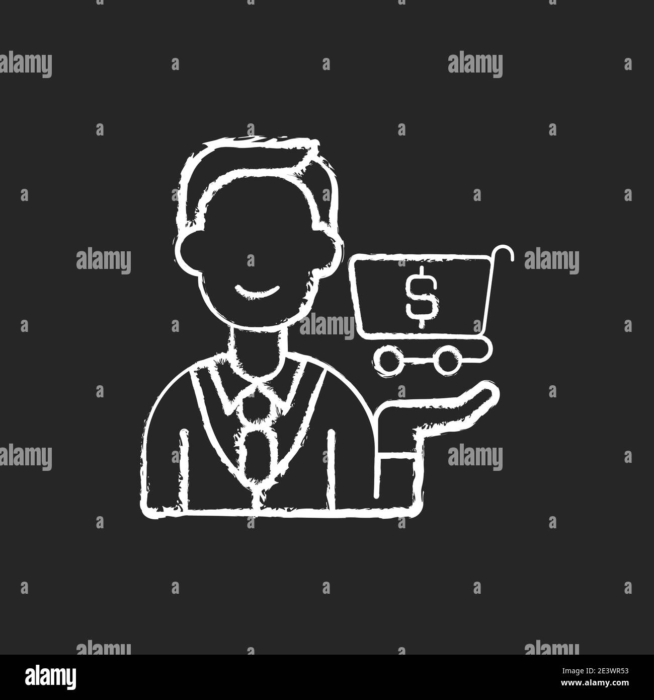 Purchasing department chalk white icon on black background Stock Vector ...
