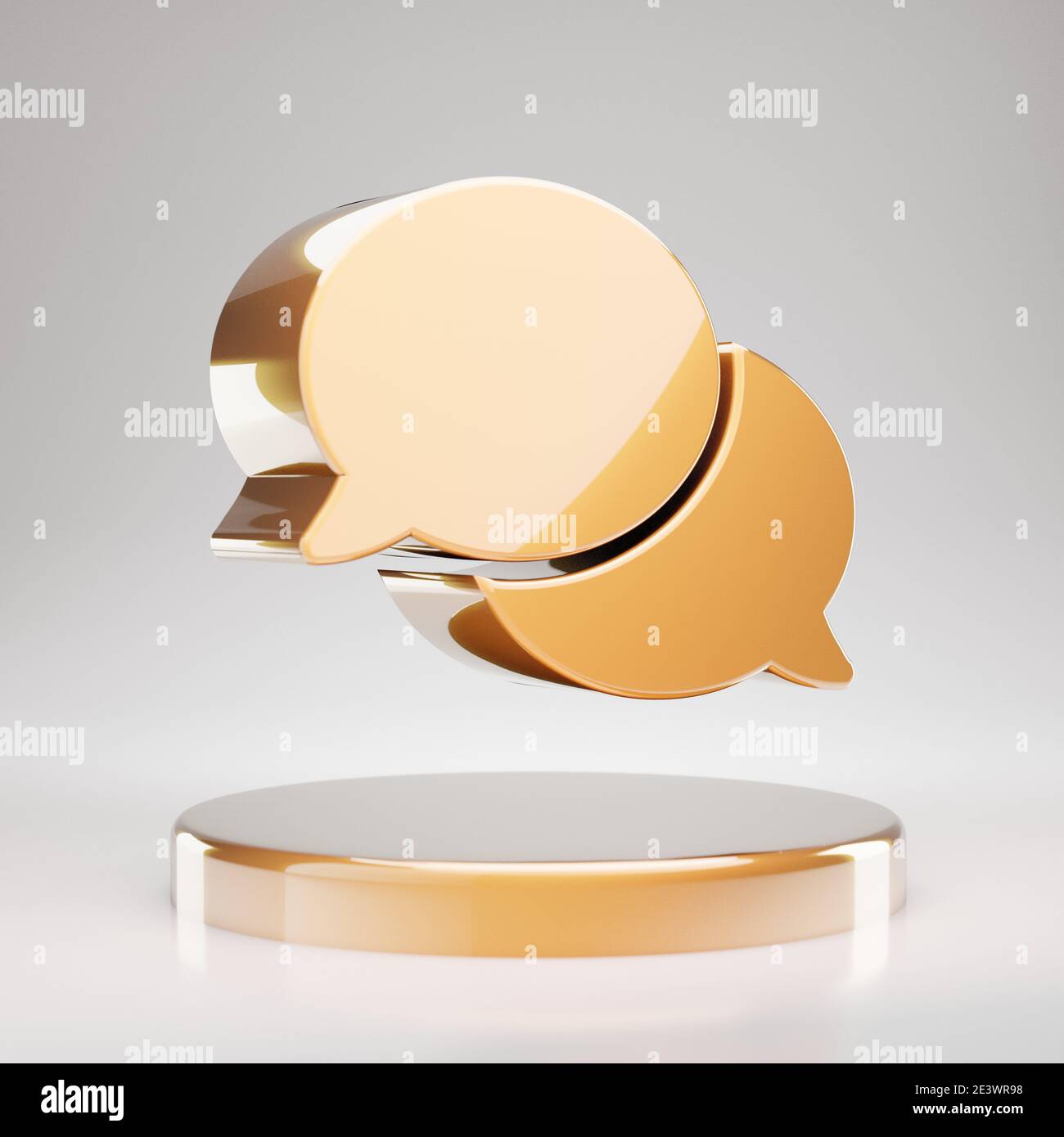 Comments icon. Yellow Gold Comments symbol on golden podium. 3D ...