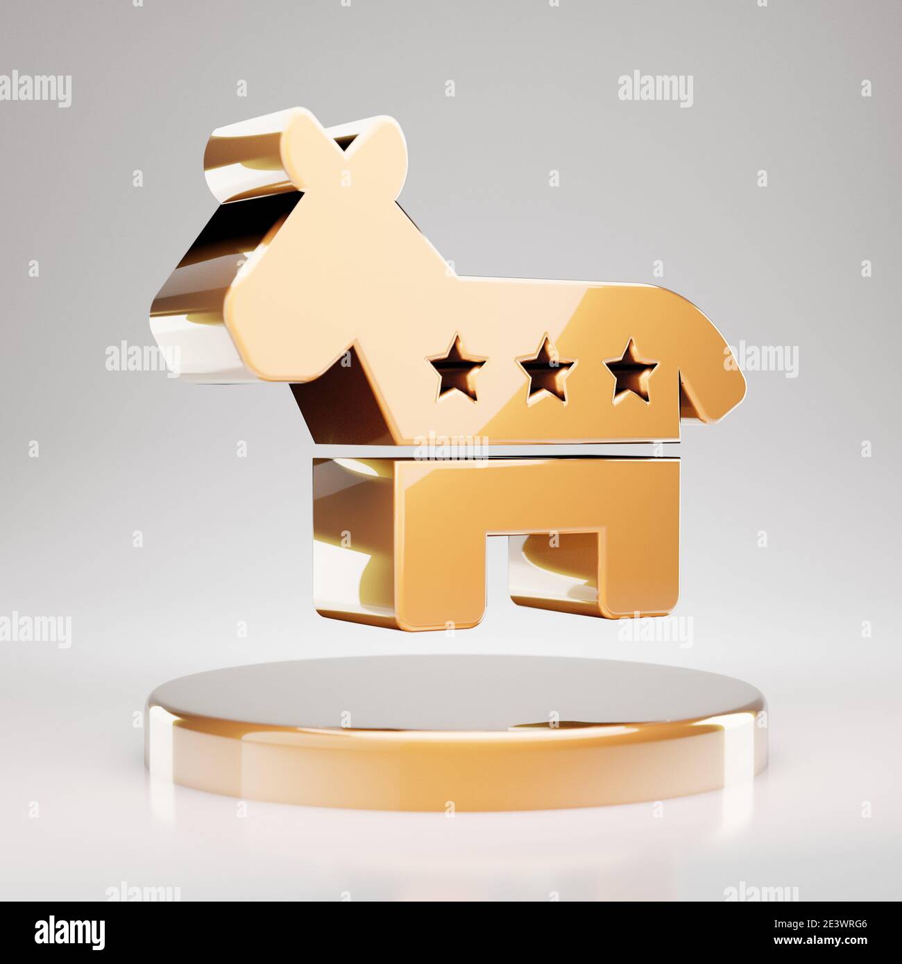 Democrat icon. Yellow Gold Democrat symbol on golden podium. 3D ...