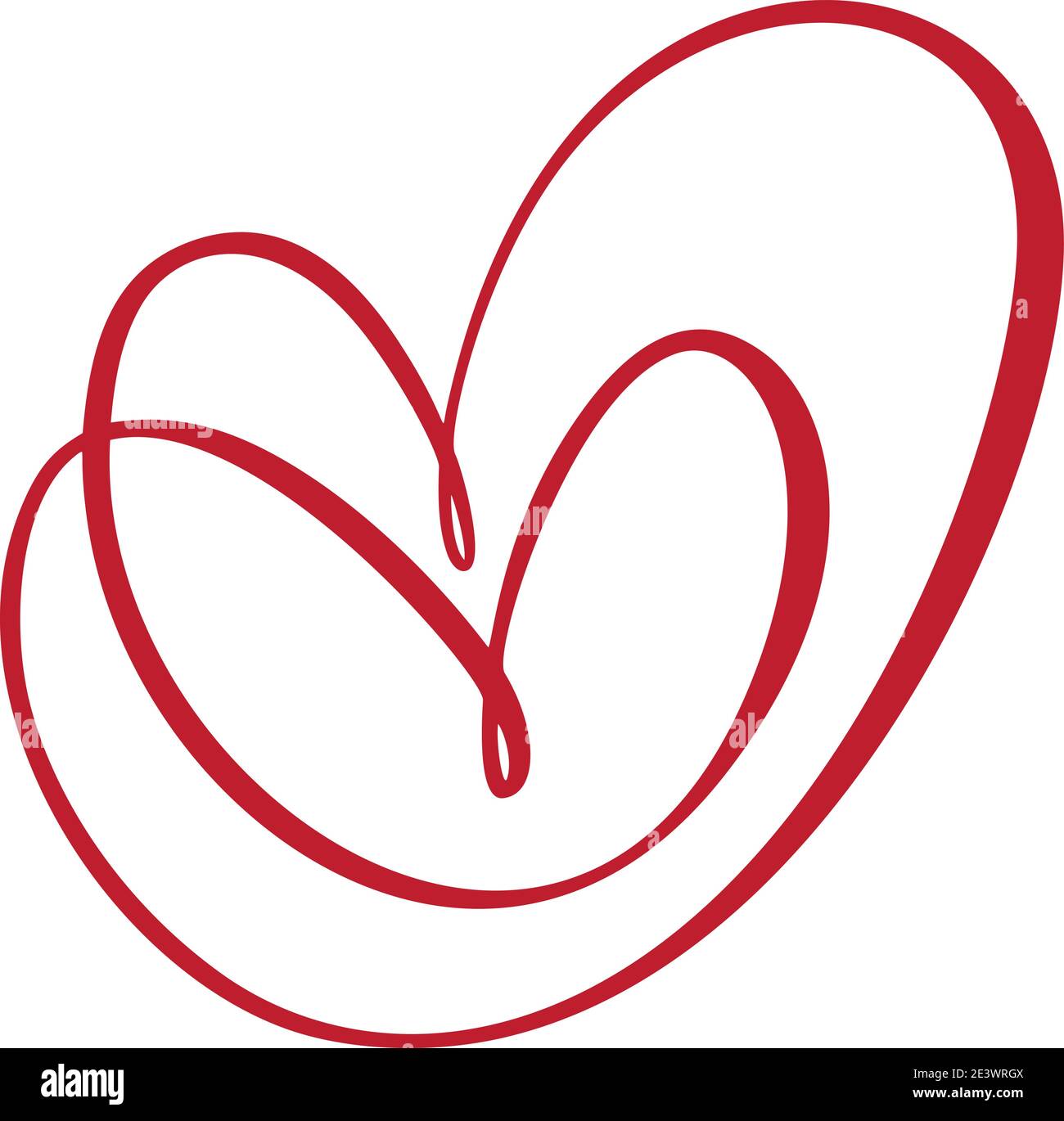 Two red lovers heart logo. Handmade vector calligraphy. Decor for ...