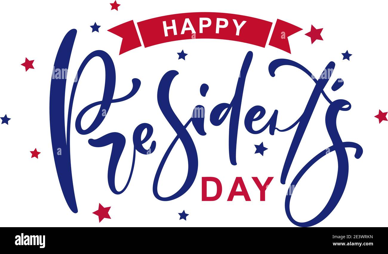 Happy Presidents Day with stars and ribbon. Vector illustration Hand ...