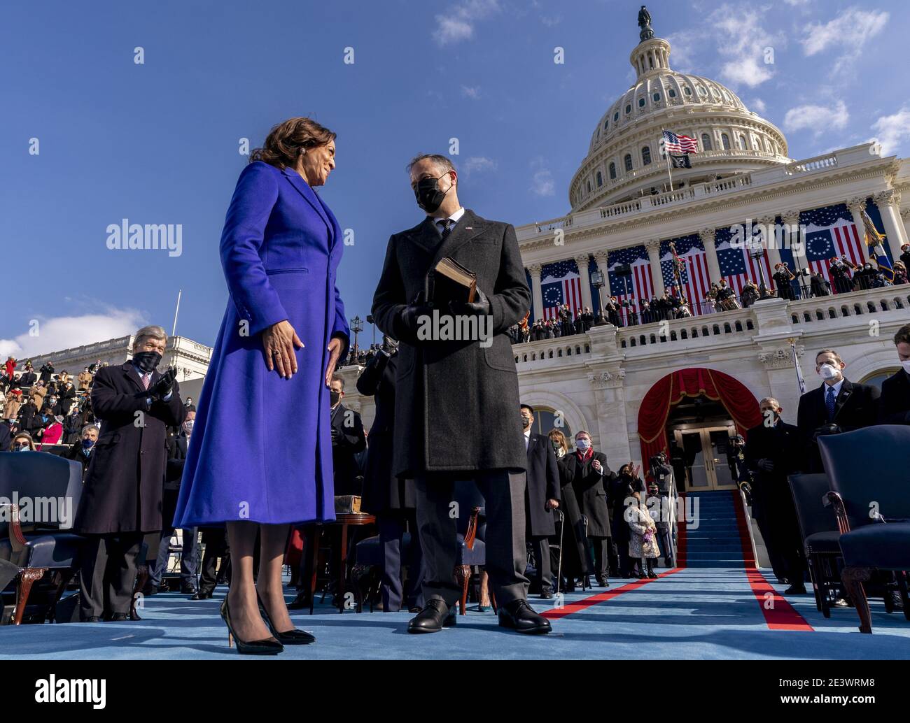 Washington, United States. 20th Jan, 2021. Kamala Harris turns to hug ...