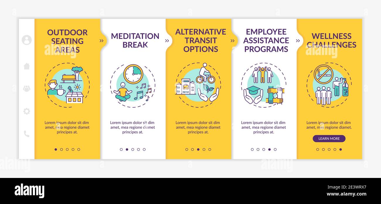 Corporate wellness practices onboarding vector template Stock Vector ...