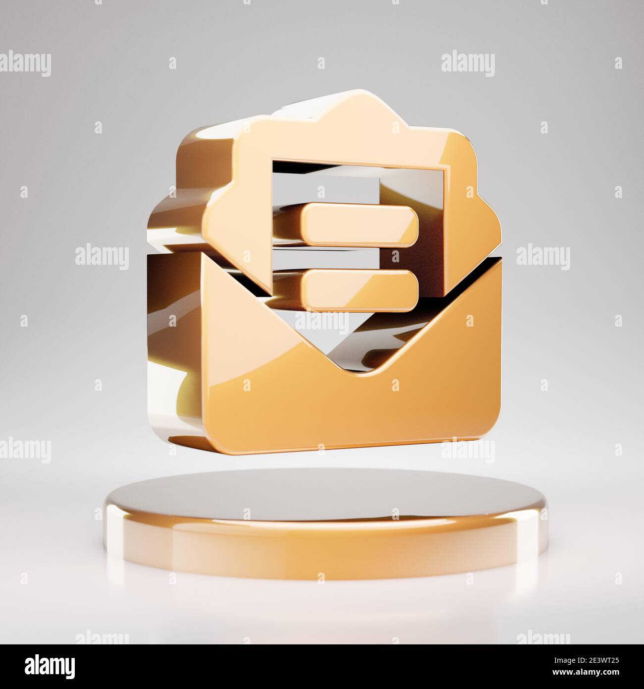 Envelope Open Text icon. Yellow Gold Envelope Open Text symbol on ...