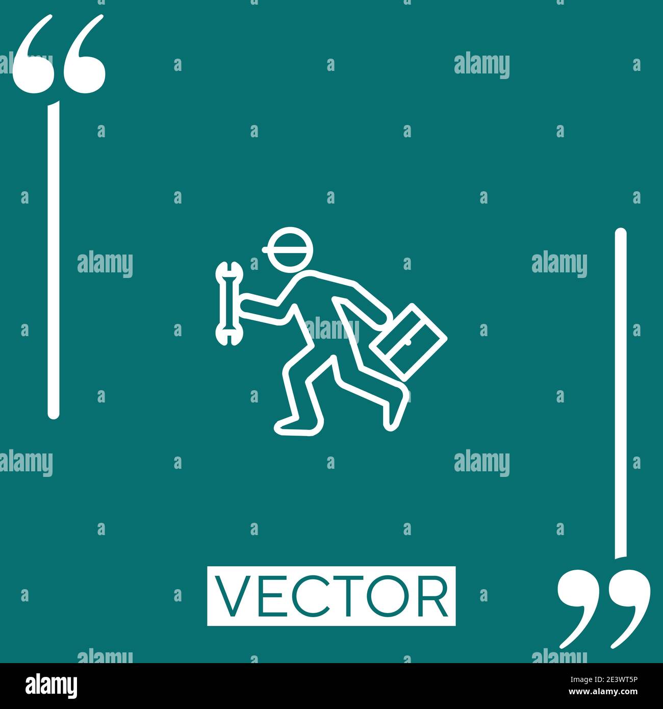 running repair man with wrench and kit vector icon Linear icon ...