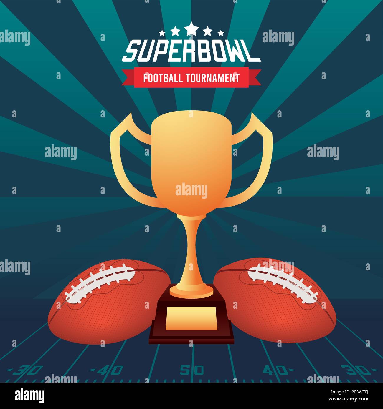 super bowl championship lettering in poster with trophy and balloons ...