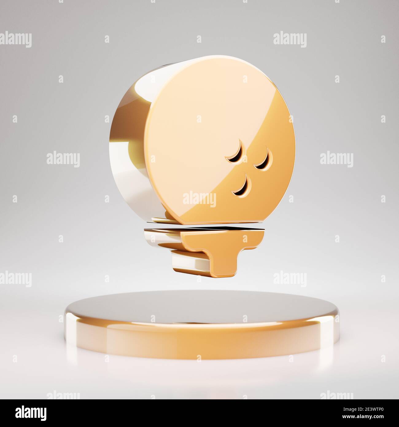 Golf Ball icon. Yellow Gold Golf Ball symbol on golden podium. 3D ...