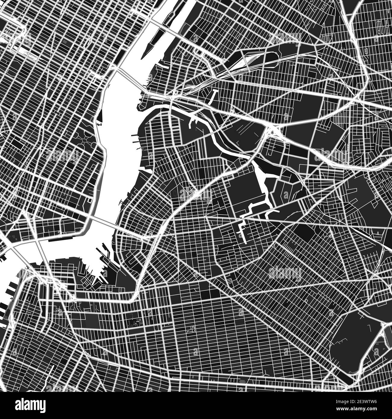 Dark vector art map of NewYorkCity, New York, UnitedStates with fine ...