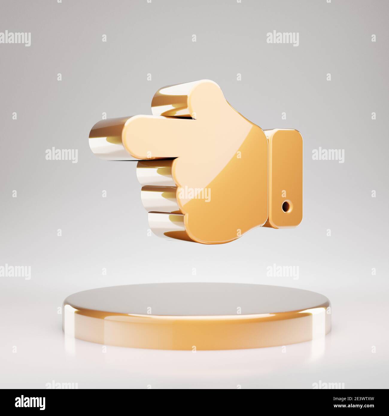 Hand, Point, Left icon. Yellow Gold Hand Point Left symbol on golden ...