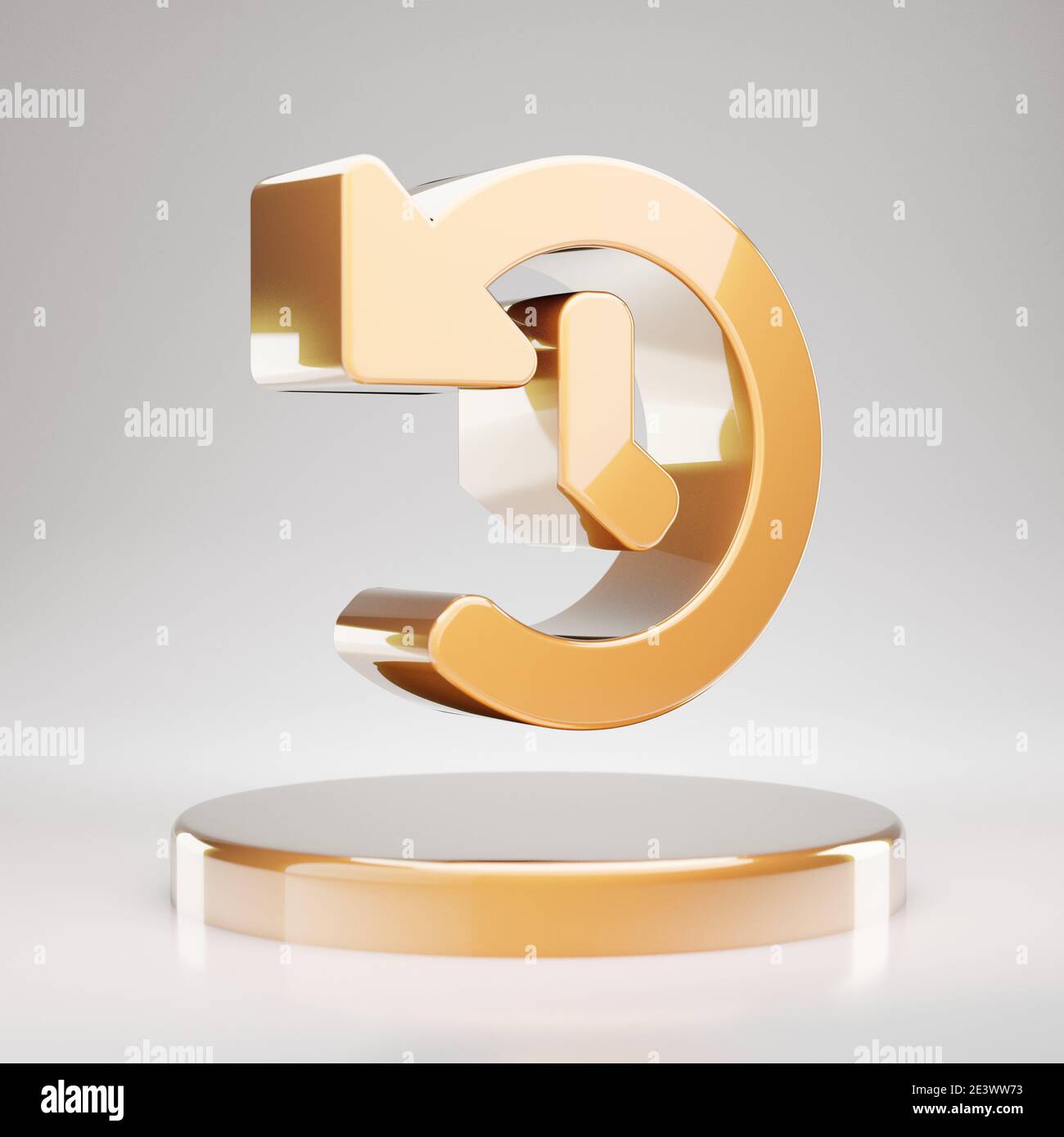 History icon. Yellow Gold History symbol on golden podium. 3D rendered ...