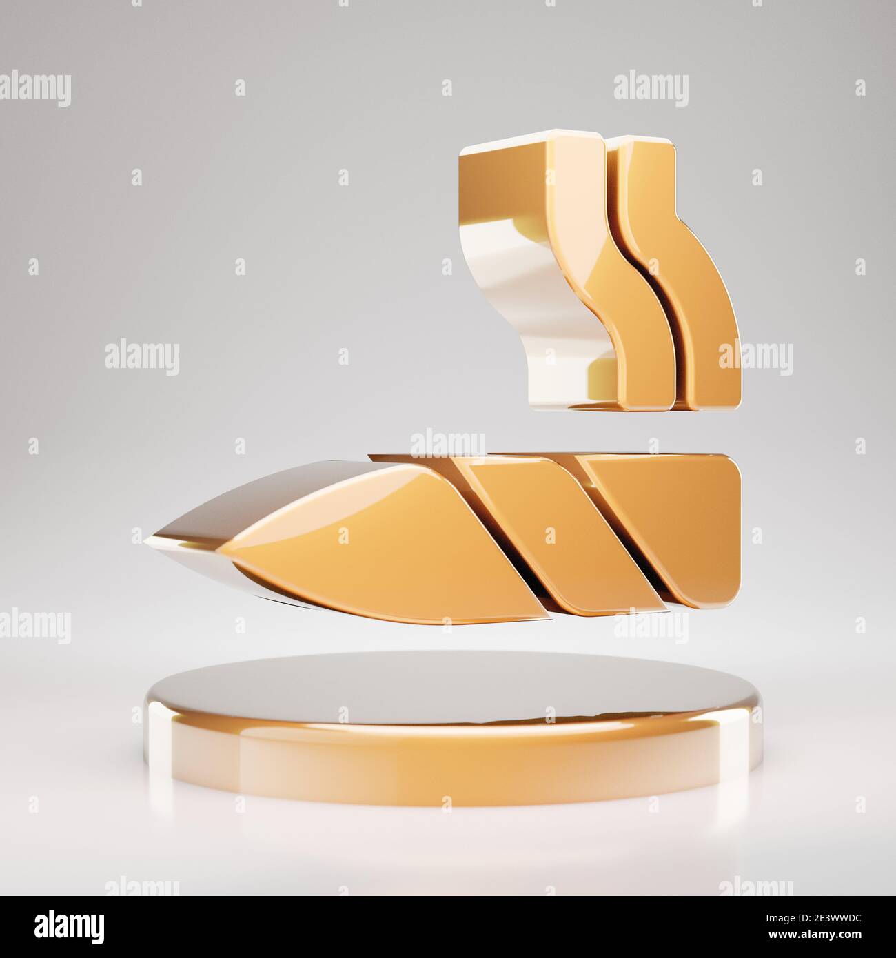 Joint icon. Yellow Gold Joint symbol on golden podium. 3D rendered ...