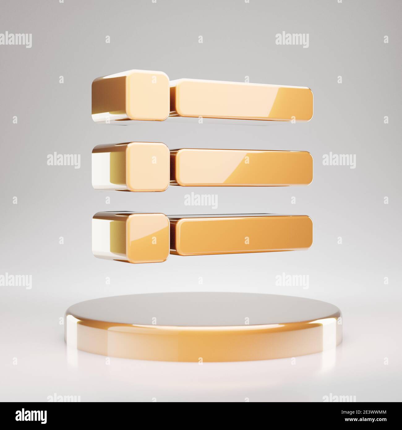 Unordered List icon. Yellow Gold Lira symbol on golden podium. 3D ...